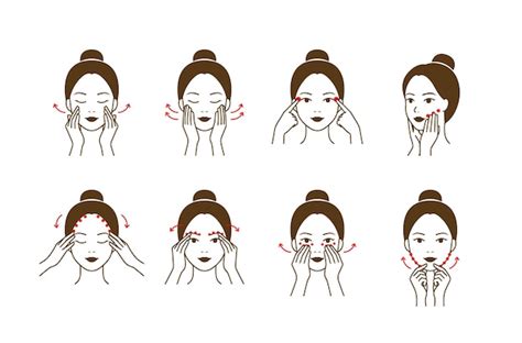 Premium Vector Cosmetic Skin Care Routinewomangirl Massaging Face