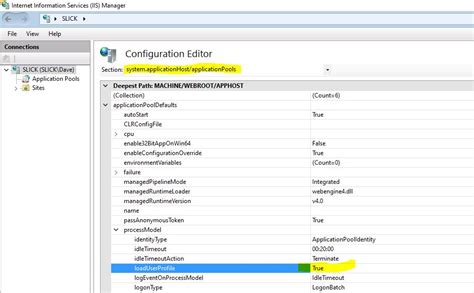 loaduser profile set to true automatically in iis microsoft qanda