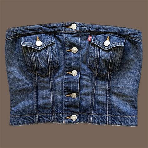 Levis Denim Button Front Corset Tube Crop Top Depop