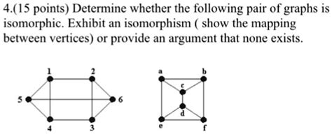 SOLVED Points Determine Whether The Following Pair Of Graphs Is Isomorphic Exhibit An