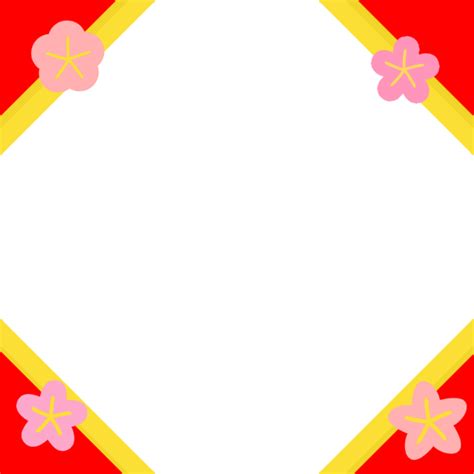 梅のひし形フレームのイラスト 無料イラスト素材｜素材ラボ