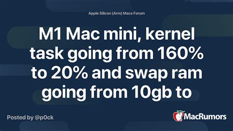 m1 mac mini kernel task going from 160 to 20 and swap ram going from