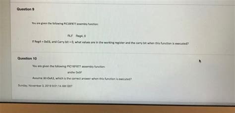 Solved Question 9 You Are Given The Following Pic16f877