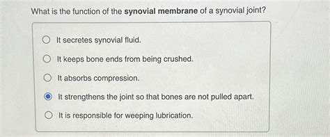 Solved What Is The Function Of The Synovial Membrane Of A