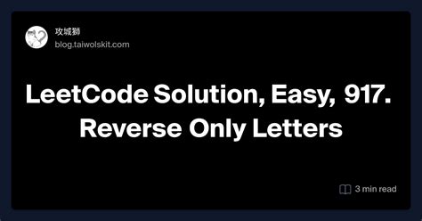 Leetcode Solution Easy 917 Reverse Only Letters