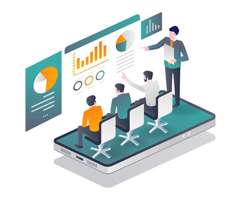 Isometric Illustration Concept Data Analysis And Online Presentation