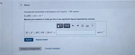 Solved Calculate The Concentration Of All Species In A Chegg Com