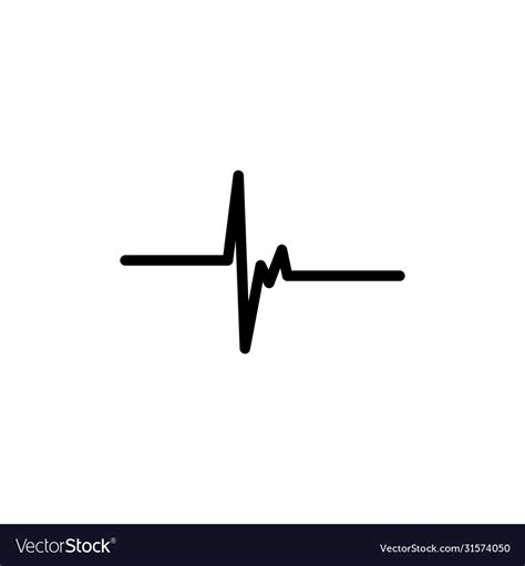 Heartbeat Beat Wave Pulse Line Black Icon Vector Image