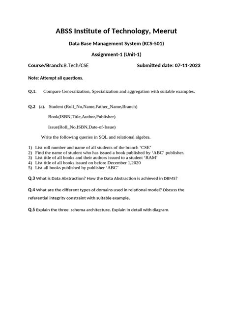 Dbms Assignment 1 Pdf