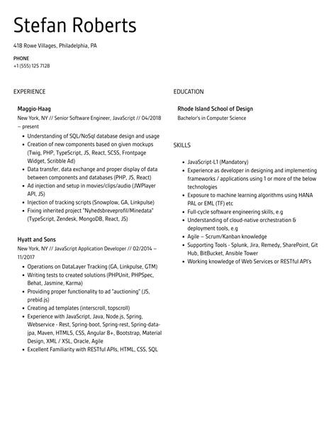 Javascript Resume Samples Velvet Jobs