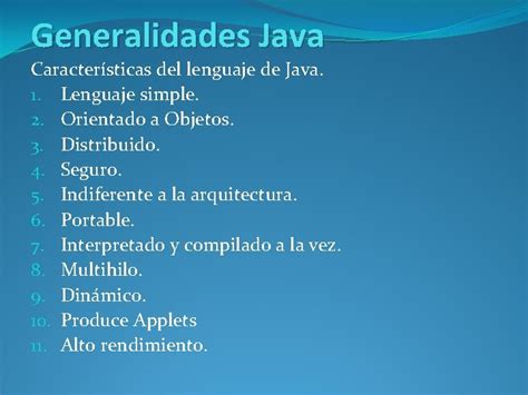 Variables En Java Generalidades Java Caractersticas Del Lenguaje