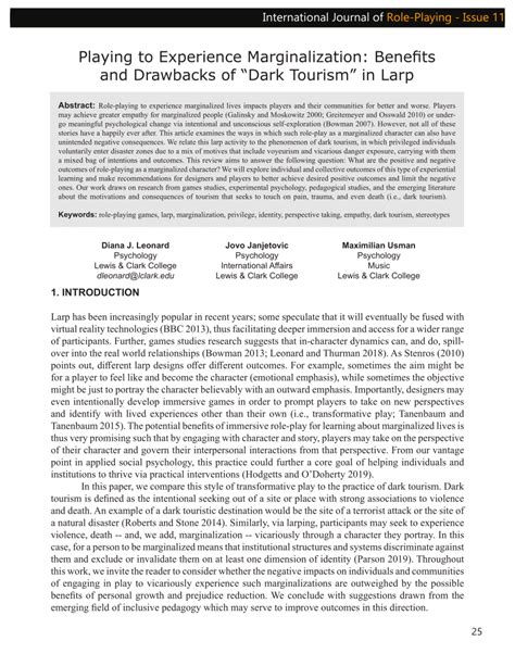 Pdf Playing To Experience Marginalization Benefits And Drawbacks Of ‘dark Tourism In Larp
