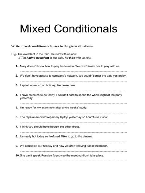 Mixed Conditionals Pdf