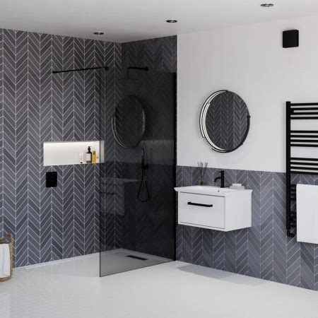 Sensio Aspect Curve Floating Edge 600mm Matt Black LED Mirror Touch
