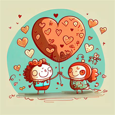 Colourful Abstract Valentines Day Whimsical Characterdesign Generative