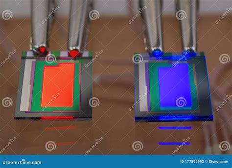 Checking Turn On Small Tiny Oled Display On Probe Station Stock Image 134509195