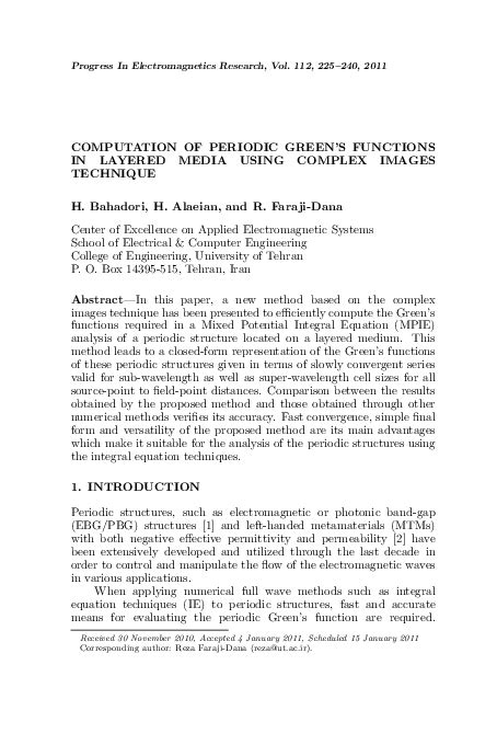 Pdf Computation Of Periodic Greens Functions In Layered Media Using Complex Images Technique