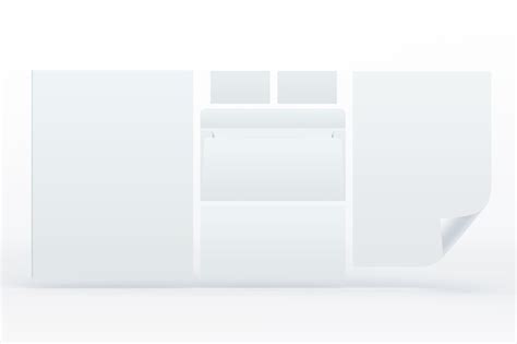 빈 기업 문구 세트 흰색에 고립 된 공기에 급증 그래픽 디자이너 프레젠테이션 및 포트폴리오에 대한 Id브랜딩을 위한 모형 템플릿입니다 3d 렌더링 0명에 대한 스톡 사진 및