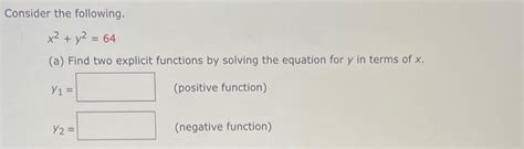 solved consider the following x2 y2 64 a find two