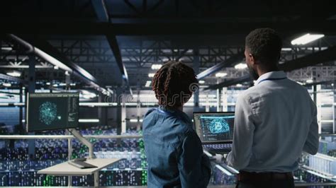 Data Center Engineering Team Doing Maintenance On Rigs Handling Ai Tasks Stock Video Video Of