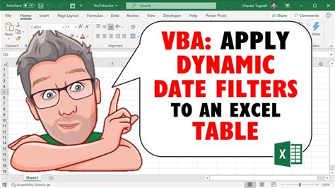 Excel Vba Code To Apply Dynamic Date Filters To An Excel Table Youtube