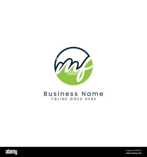 M F MF Initial Letter Handwritten And Signature Vector Image Template In Round Shape Logo Stock
