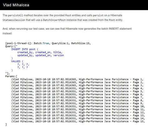 Vlad Mihalcea On Linkedin How To Batch Insert Statements With Mysql And
