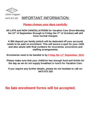 Oshc Program Template Doc Template PdfFiller