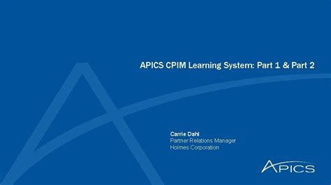 APICS CPIM Learning System Part 1 Part 2