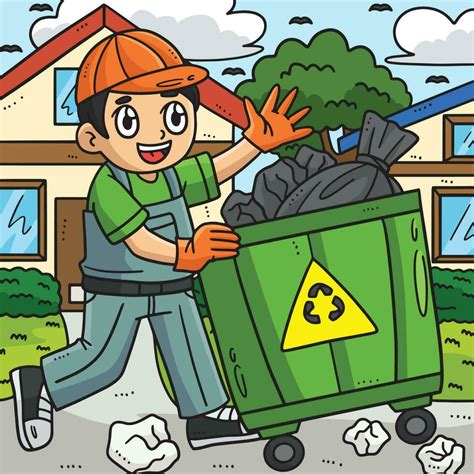 Labor Day Garbage Man Collecting Bin Colored 26758916 Vector Art At