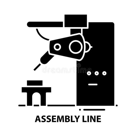 Assembly Line Icon Black Vector Sign With Editable Strokes Concept