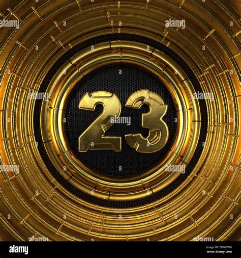 Gold Number 23 Number Twenty Three With Perforated Black Metal