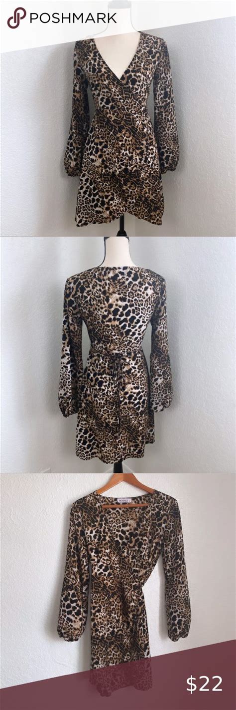 Reverse Leopard Print Wrap Tea Dress Sz S Leopard Print Wrap Dress Tea Dress Printed Wrap