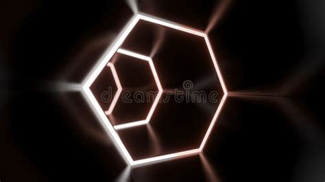Animation In Moving Tunnel With Hexagonal Glowing Lines Design Movement In Rotating Cyber