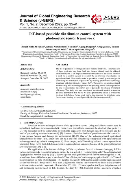 Pdf Iot Based Pesticide Distribution Control System With Photometric