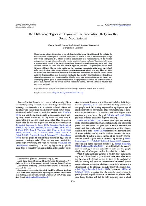Pdf Do Different Types Of Dynamic Extrapolation Rely On The Same