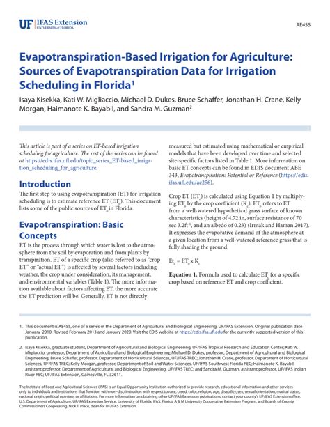 Pdf Evapotranspiration Based Irrigation For Agriculture Sources Of Evapotranspiration Data