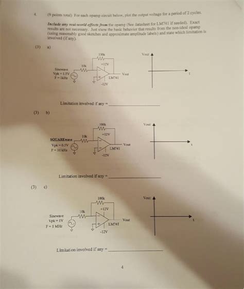 Solved For Each Opamp Circuit Below Plot The Output Voltage