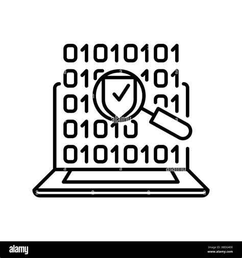 Code Security Analysis Black Line Icon For Digital And Print Projects Minimal Clean Icons For
