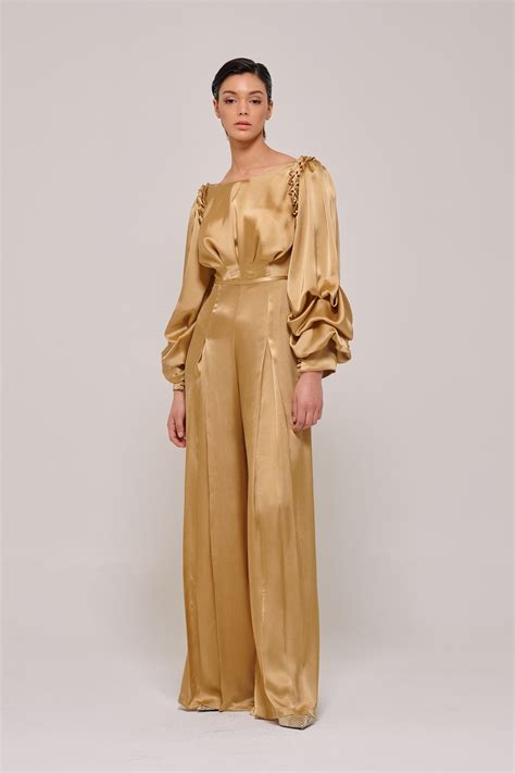 Gold Silk And Satin Jumpsuit John Paul Ataker