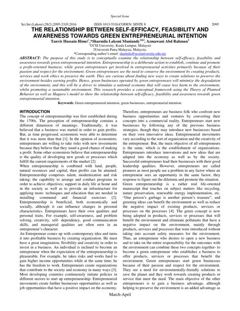 Pdf The Relationship Between Self Efficacy Feasibility And Awareness