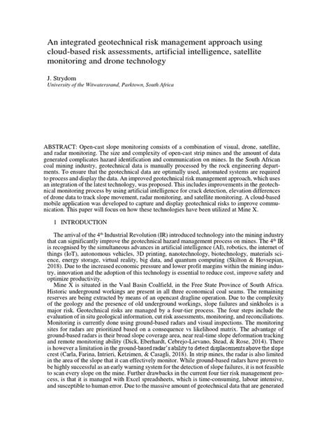 An Integrated Geotechnical Risk Management Approach Using Cloud Pdf