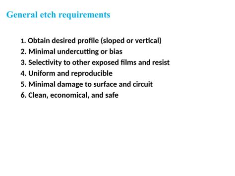 Etching In Vlsi Fabrication Techniques Of Modern Ppt Chemistry Science