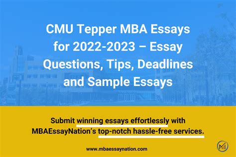 CMU Tepper MBA Essays For Essay Questions Tips And Deadlines With Sample Essays