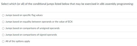 solved select which or all of the conditional jumps listed
