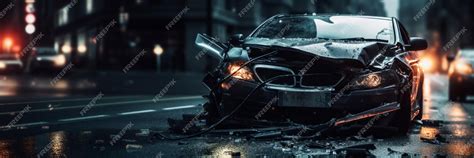 Premium Photo Car In An Accident On The Road Generative Ai