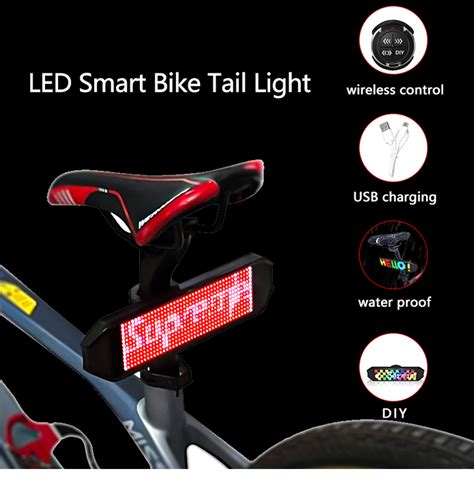 Electronic Bike Light Led Display Scrolling RGB Message Display Screen Smart App Programmable