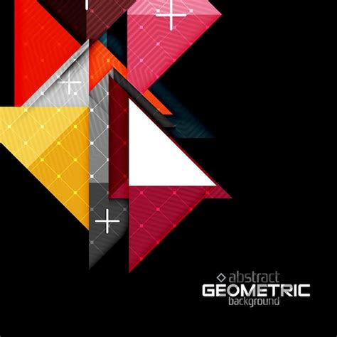 Premium Vector Colorful Geometric Shapes With Texture On Black Modern Futuristic Abstract