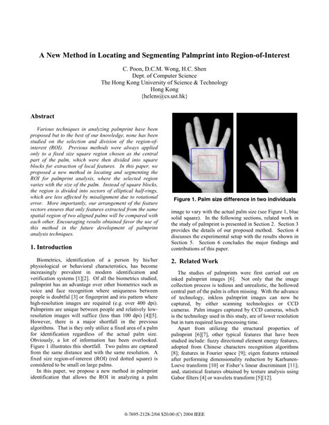 Pdf A New Method In Locating And Segmenting Palmprint Into Region Of Interest