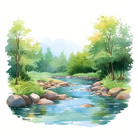River In Forest Clipart Forest River Images Watercolor Clip Art Printable Jpgs Instant